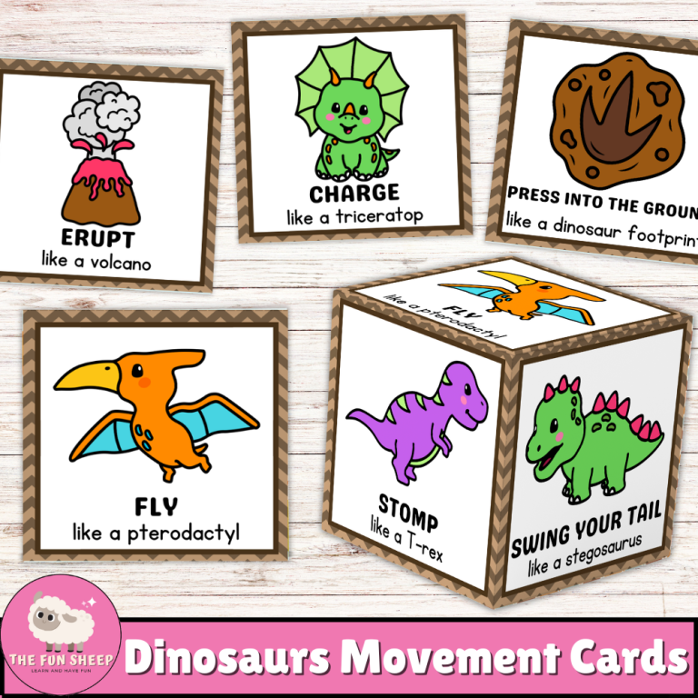 Dinosaurs Movement Cards | Prehistoric Theme Dice Game Brain Break ...