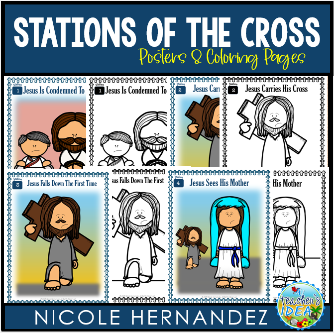 Stations of the Cross for Kids – Printable Coloring & Full-Color ...