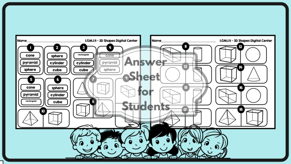 Identifying 3D Shapes Digital or Hands On Math Center - Made By Teachers