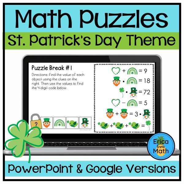 Math Logic Puzzle Activity for St. Patrick’s Day Brain Break - Made By ...