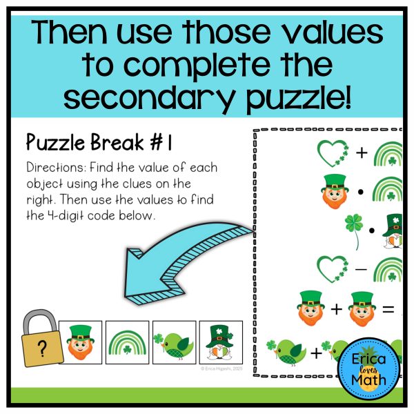 Math Logic Puzzle Activity for St. Patrick’s Day Brain Break - Made By ...