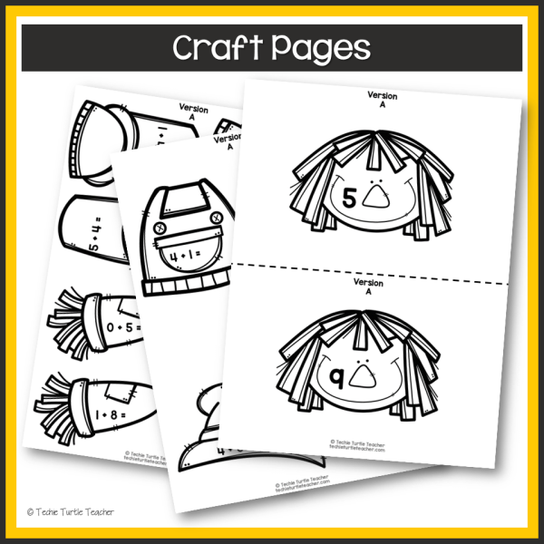 Fall Scarecrow Math Craft Bundle: Addition and Subtraction Facts to 18 ...