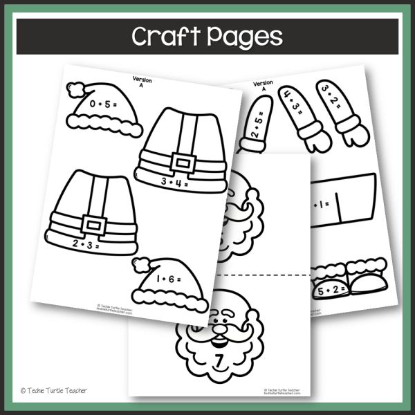 Christmas Math Craft Bundle: Santa Addition and Subtraction Facts to 18 ...