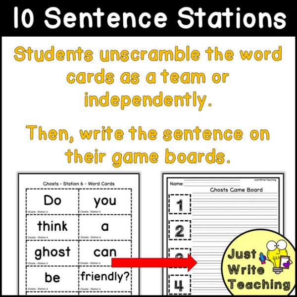 Halloween Ghosts - Sentence Scramblers Reading Game | Made By Teachers