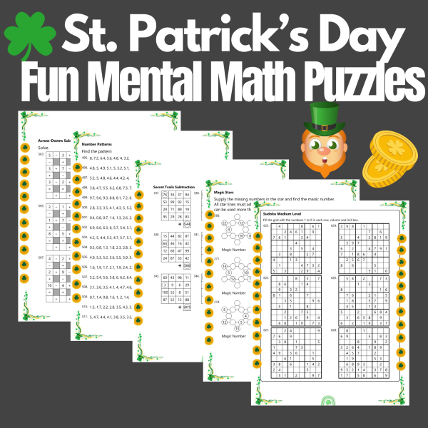 St. Patrick’s Day Fun Mental Math 50 Puzzles with Answer Key activity ...