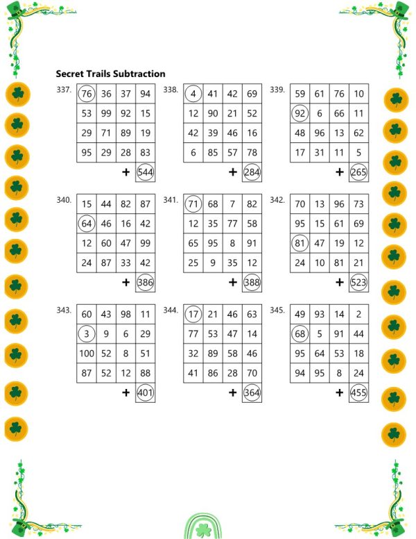 St. Patrick’s Day Fun Mental Math 50 Puzzles with Answer Key activity ...