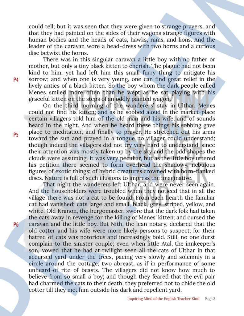 "The Cats of Ulthar" Quiz, Close Reading Worksheet, Vocabulary Games ...