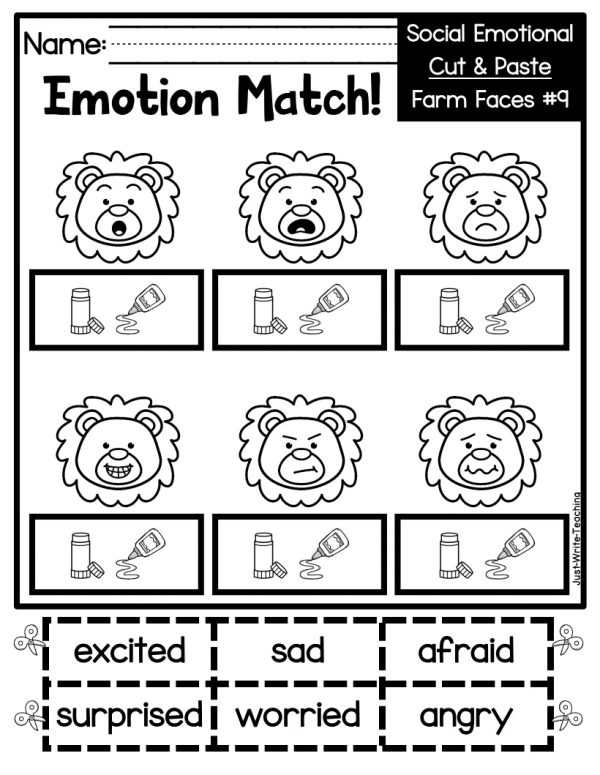 Social Emotional Learning - Zoo Faces Emotion Match - Made By Teachers