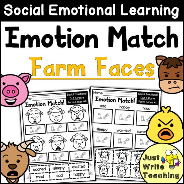 Social Emotional Learning - Farm Faces Emotion Match - Made By Teachers