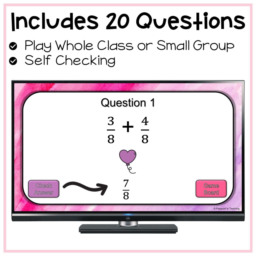Valentine’s Day Adding and Subtracting Fractions and Mixed Numbers ...