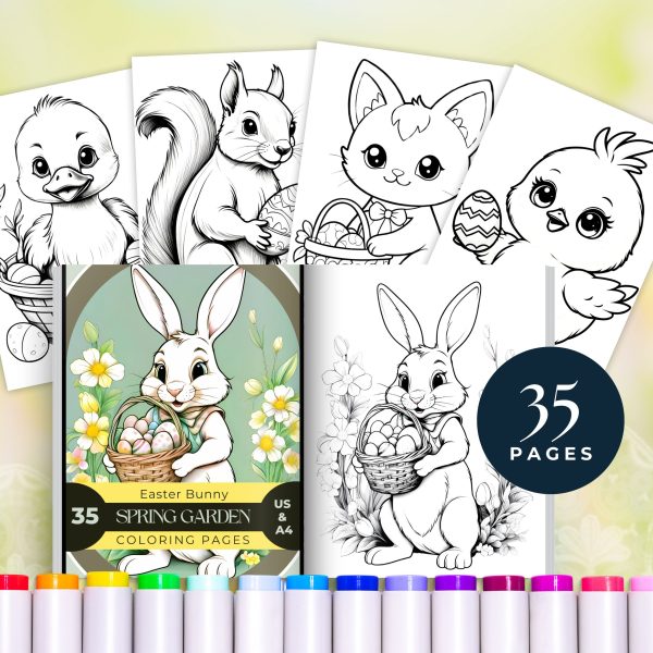 Easter Coloring, Easter Bunny Egg & Flower,Kids & Adults Easy ...