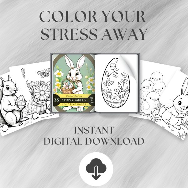 Easter Coloring, Easter Bunny Egg & Flower,Kids & Adults Easy ...