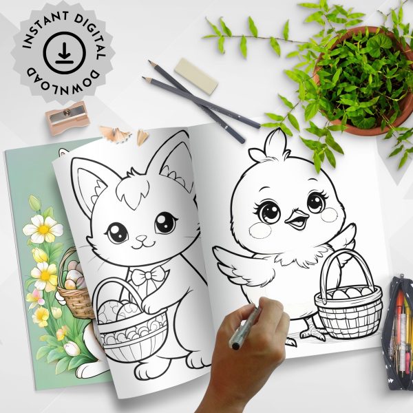 Easter Coloring, Easter Bunny Egg & Flower,Kids & Adults Easy ...