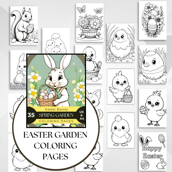 Easter Coloring, Easter Bunny Egg & Flower,Kids & Adults Easy ...