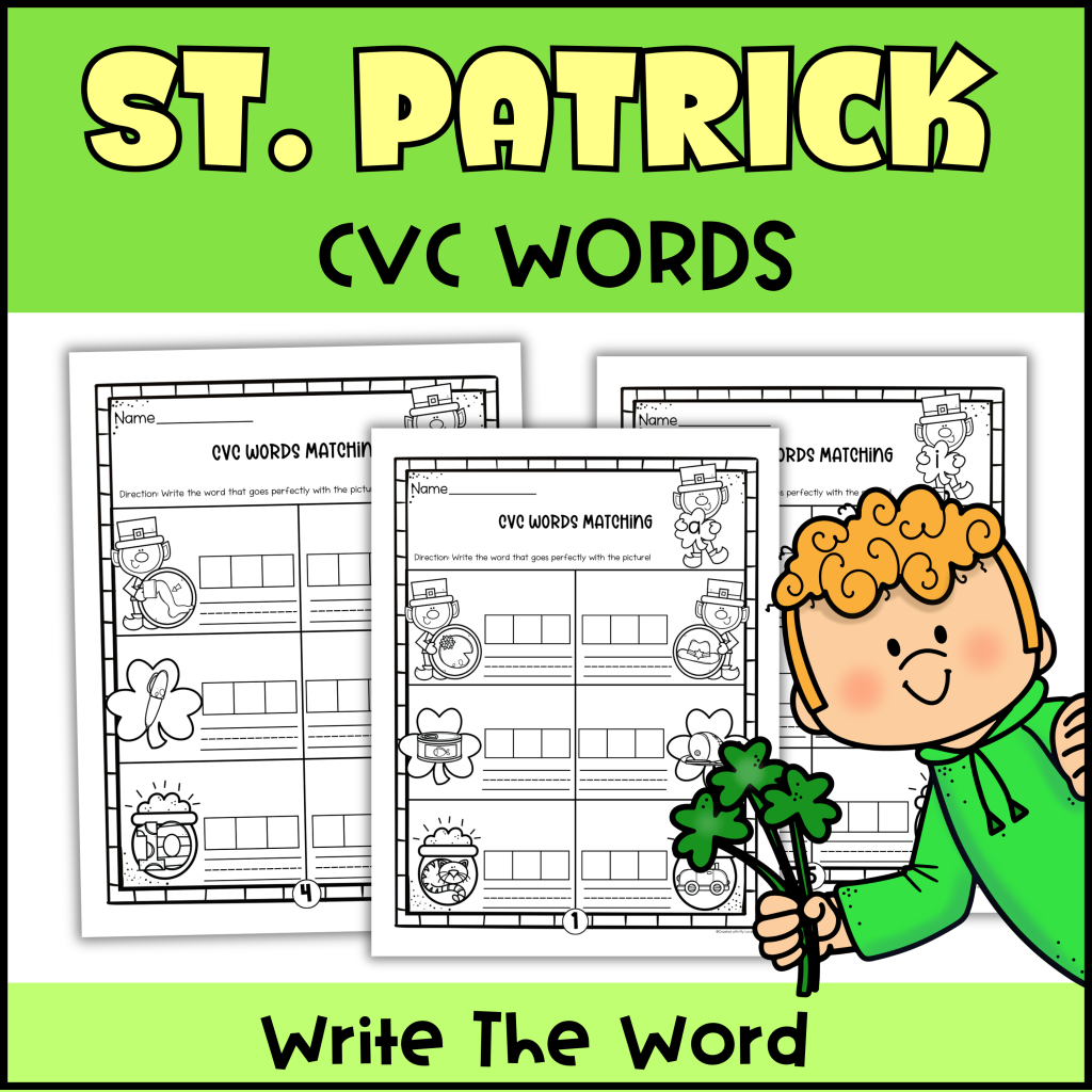 St. Patrick's Day CVC Words Worksheets | Write the Word Kindergarten ...