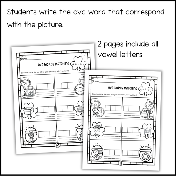 St. Patrick's Day CVC Words Worksheets | Write the Word Kindergarten ...