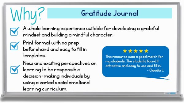 Gratitude Journal ALL YEAR SEL Writing I Am Grateful For Journaling ...