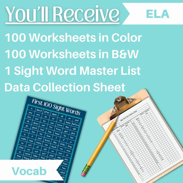 Sight Word Worksheets, Printable Kindergarten Early Literacy High ...