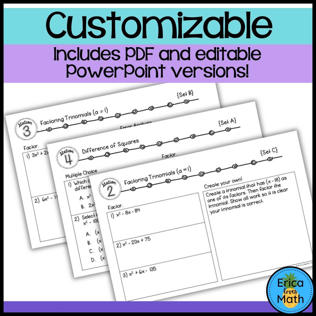 Factoring Polynomials Review Stations Activity | Differentiated ...