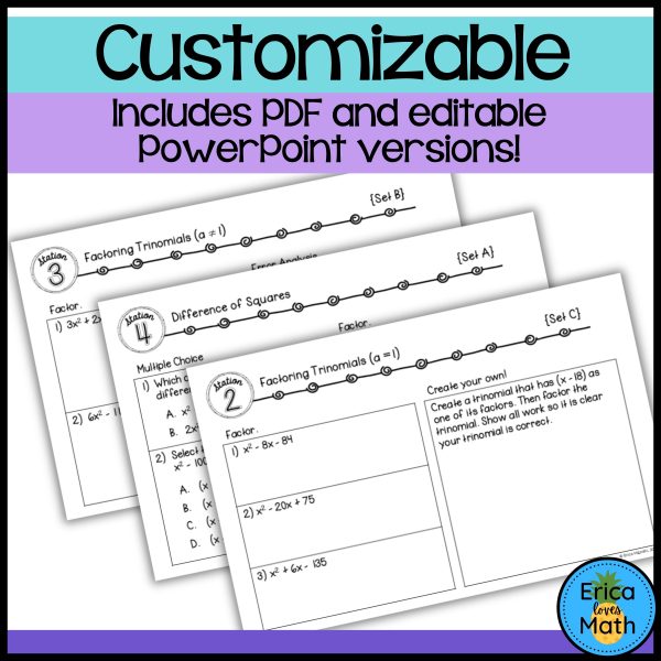 Factoring Polynomials Review Stations Activity | Differentiated ...