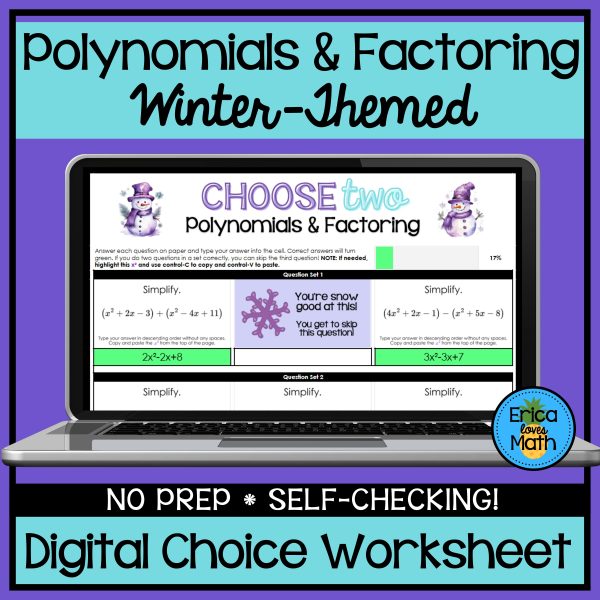 Polynomials and Factoring Digital Activity for Winter | Choose Two ...