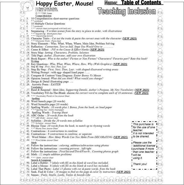Happy Easter, Mouse Read Aloud Reading Comprehension Book Companion ELA ...