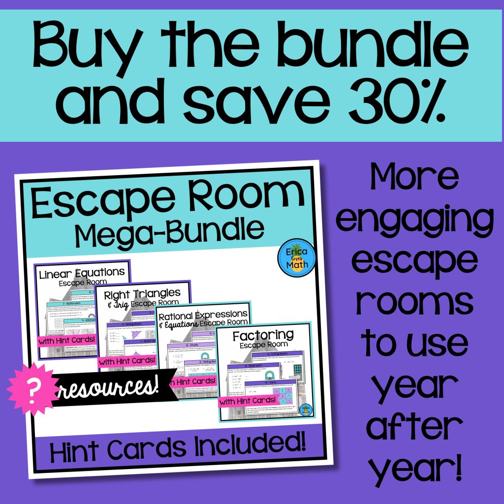 Algebra 1 Review Escape Room Activity for End of Year EOC (Digital ...