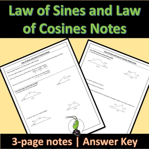 Law of Sines and Law of Cosines Geometry Guided Notes Trigonometry Unit ...