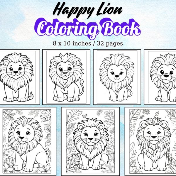 Happy Lion Coloring Pages / Sheets of Happy Lion {Coloring Book} | Made ...