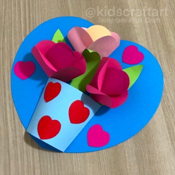 Flower Valentines Mothers Day Heart Craft February May Spring Crafts ...