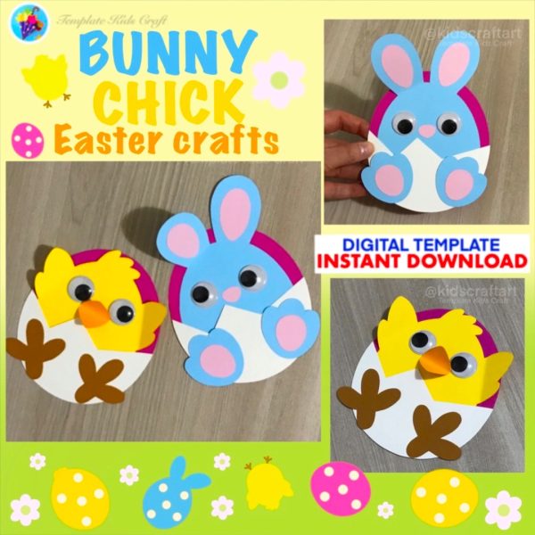 Easter Hatching Chick Bunny Egg April Spring Craft Card Decor Bulletin ...