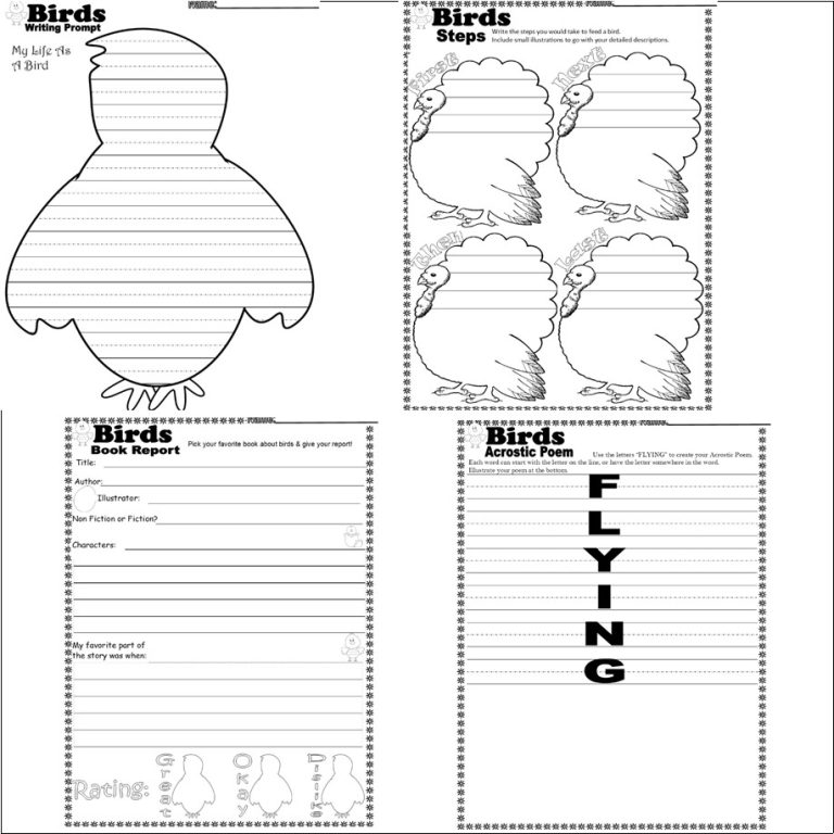 Birds NO PREP Writing Prompts & Crafts Activities Worksheets Spring ...