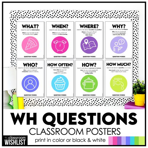 WH Question Word Posters | Bulletin Board Reference for Question ...