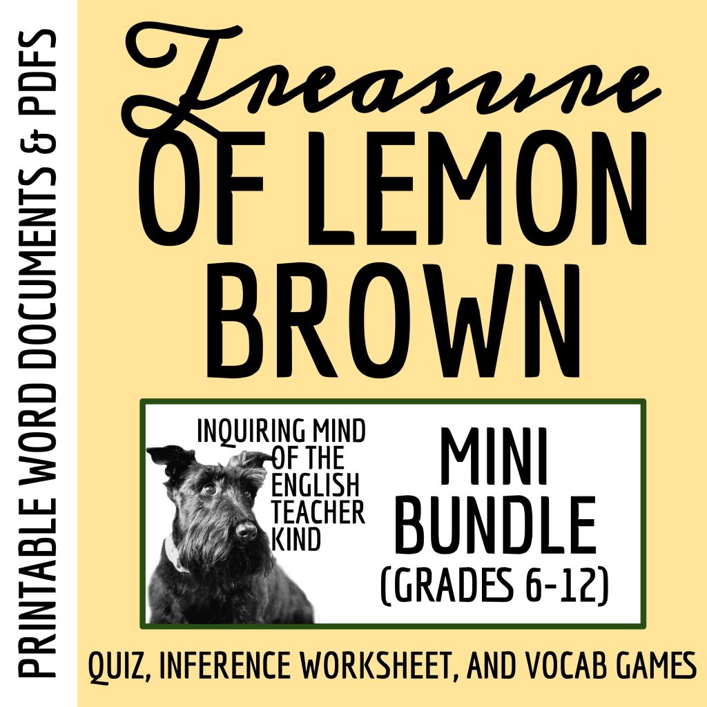 "The Treasure of Lemon Brown" Quiz, Analysis Worksheet, and Vocabulary ...