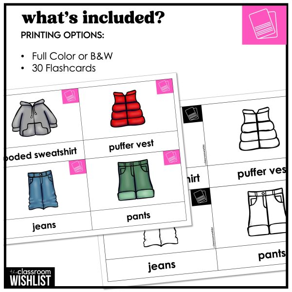 Clothes & Clothing Vocabulary English Flashcards ESL ELL Young Learners ...