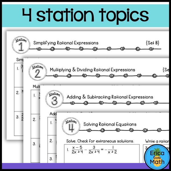 Rational Expressions & Equations Review Stations Activity ...