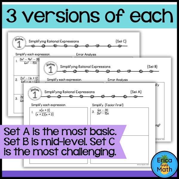 Rational Expressions & Equations Review Stations Activity ...