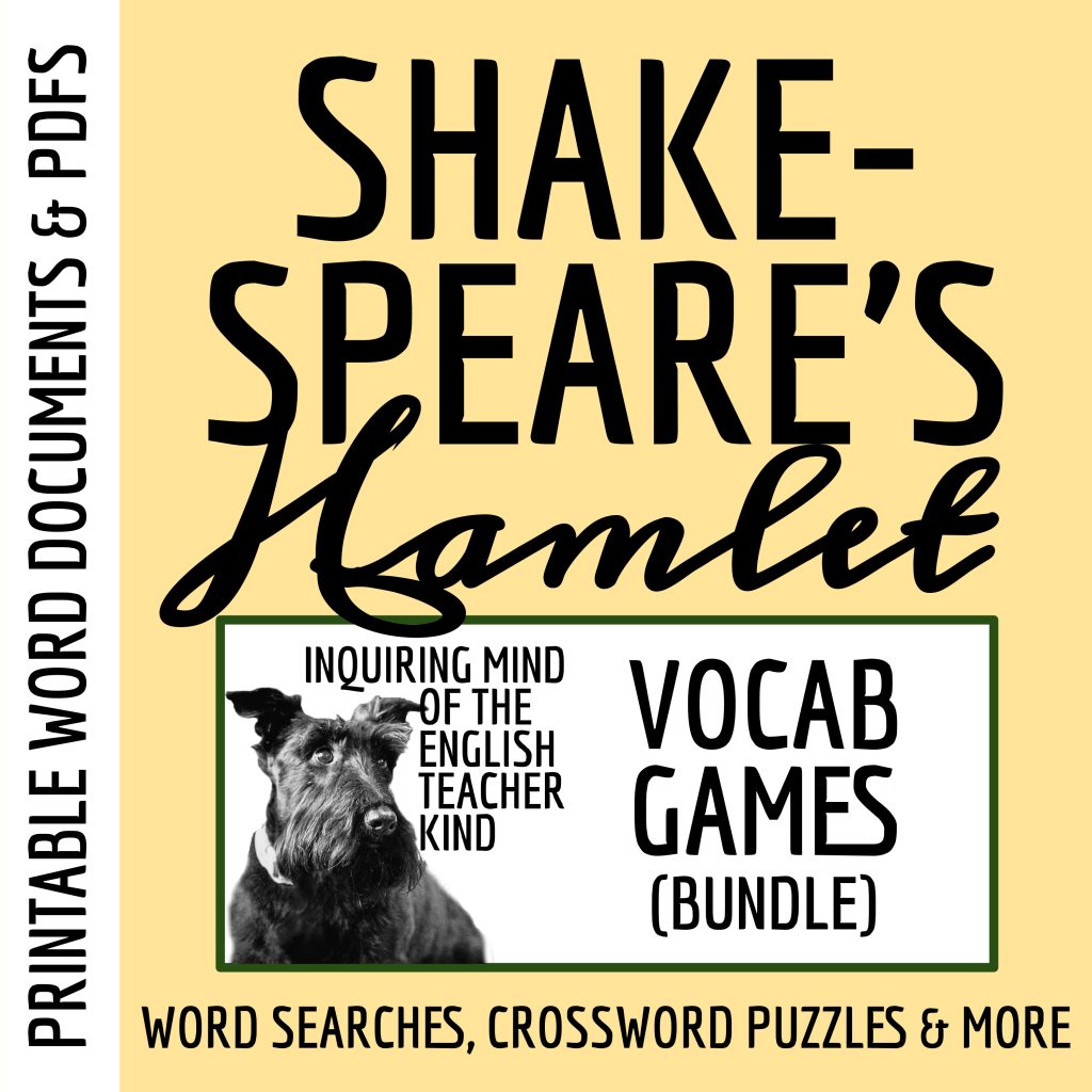 Hamlet Vocabulary Games Bundle (Crosswords, Word Searches, and ...