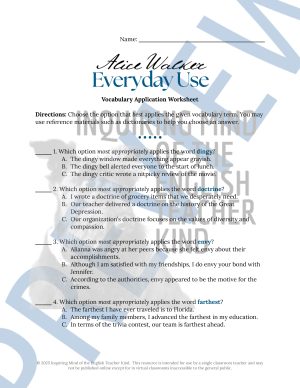 "Everyday Use" by Alice Walker Vocabulary Games and Activities | Made ...