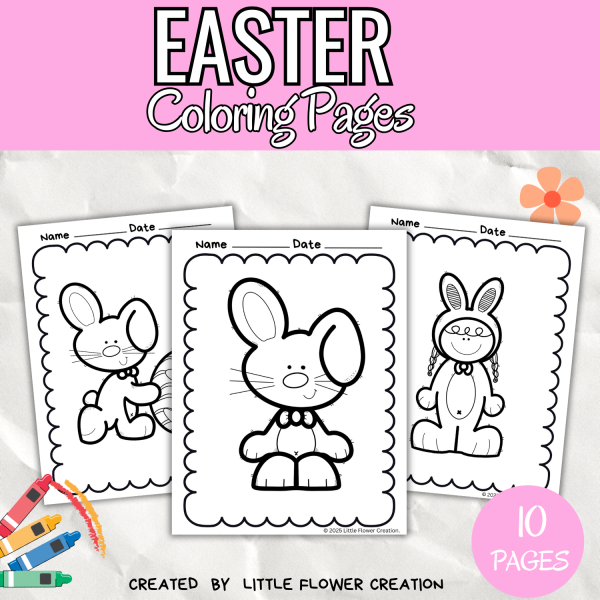 Easter & Spring Coloring Sheets Preschool Kindergarten Egg, Bunny ...