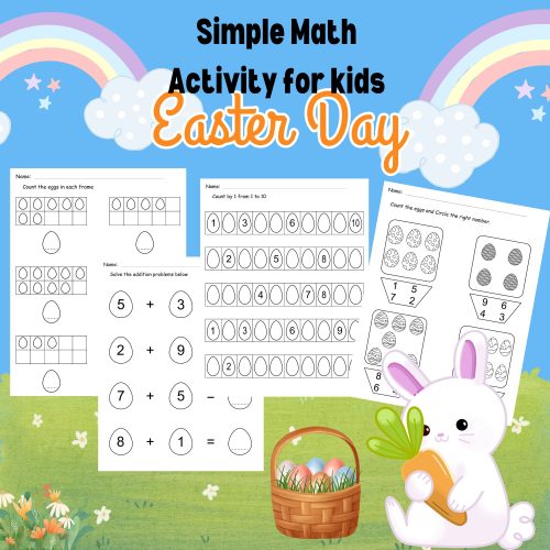 Easter Day Math Activity Worksheet For Kids Fun Simple Math/Egg Hunt ...