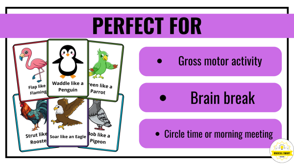 Bird Animal Movement Cards / Brain Break - Gross Motor Skill Transition ...
