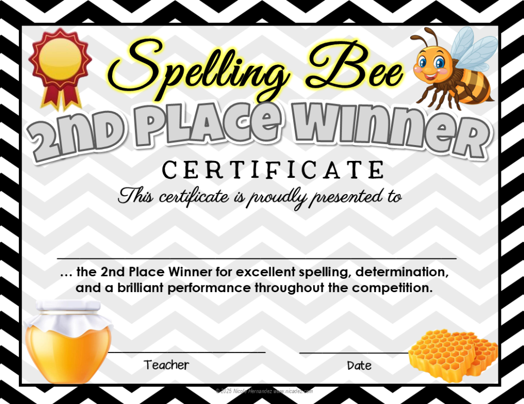 Spelling Bee Certificates - EDITABLE - Made By Teachers