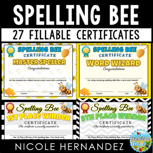 Spelling Bee Certificates - EDITABLE - Made By Teachers