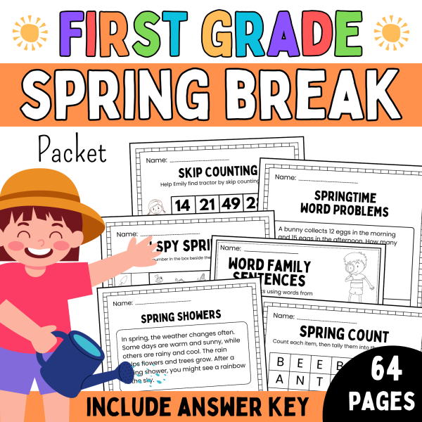 March April Spring break packet first grade homework Worksheet ...