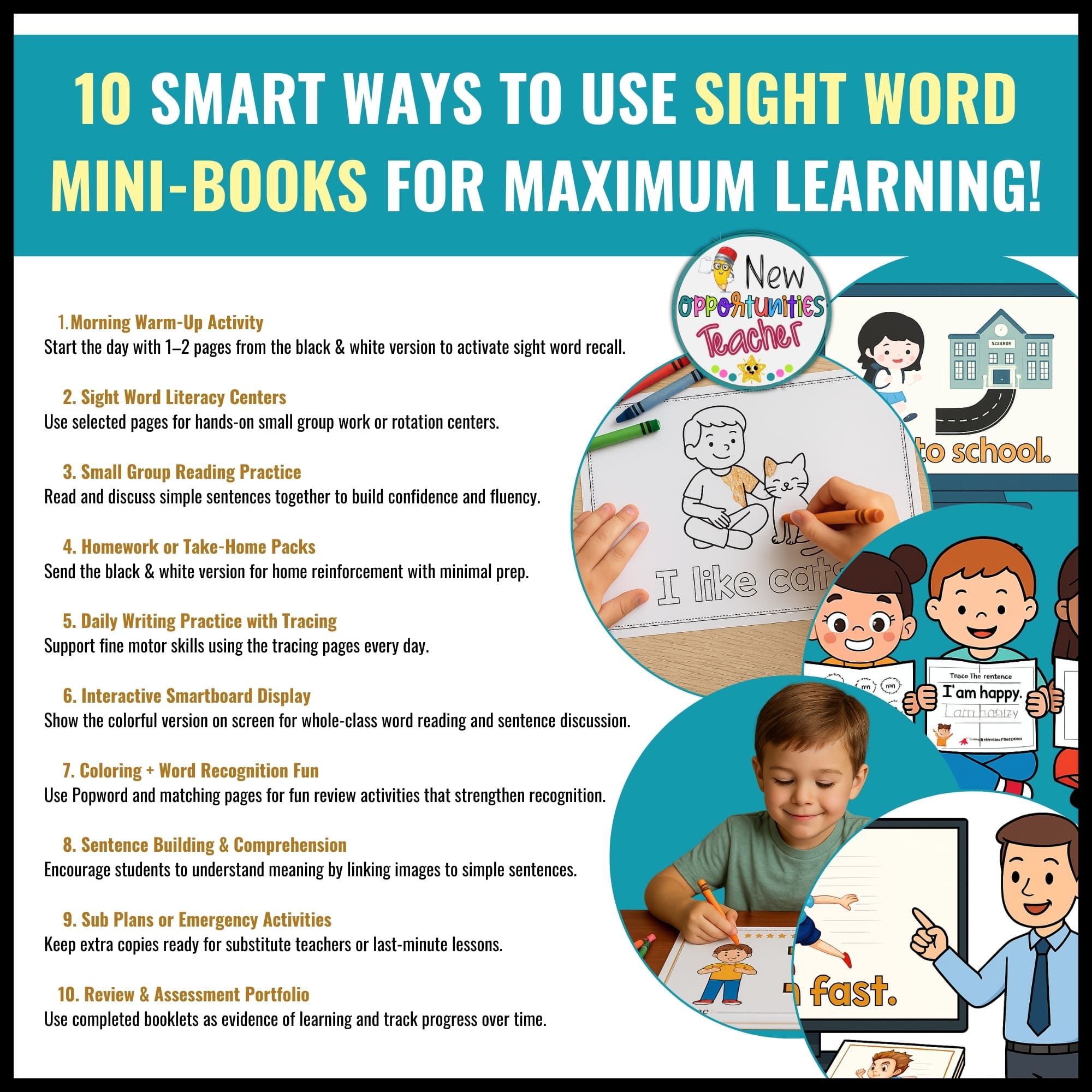 Sight Words Practice Mini Books Set 5 Preschool and Transitional ...