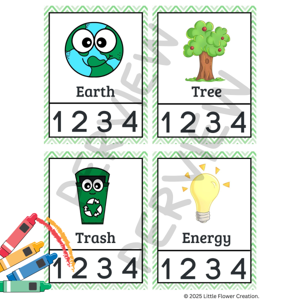 Earth Day Activities Math Syllables Count and Clip Cards ,Flashcards ...