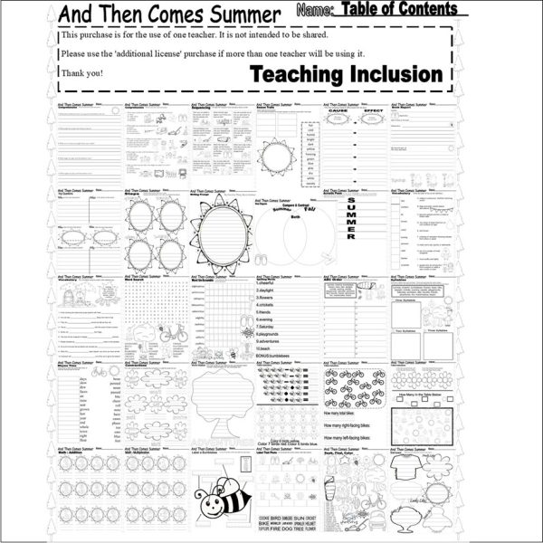 And Then Comes Summer Read Aloud Book Companion Reading Comprehension ...