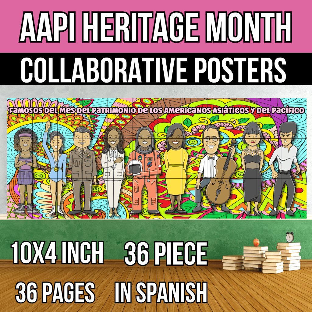 Spanish AAPI Heritage Month Collaborative Posters Art Coloring Pages ...