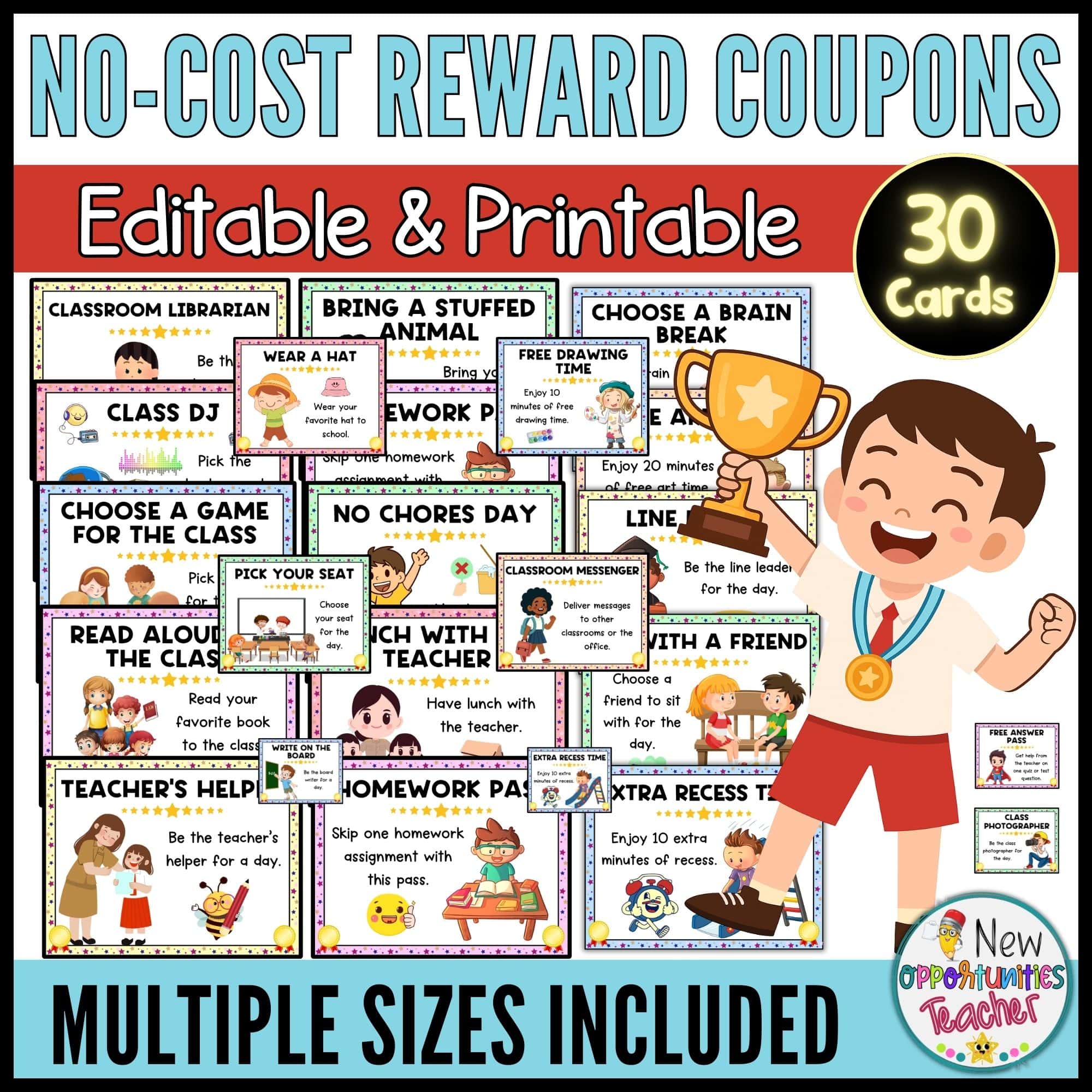 No Cost Student Reward Coupons – Class Reward incentives EDITABLE ...
